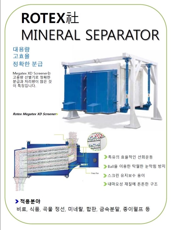 [ROTEX, 로텍스] MEGATEX 광물선별기(정선기,대용량스크리너) - (주)지앤지코리아 : 네이버 블로그