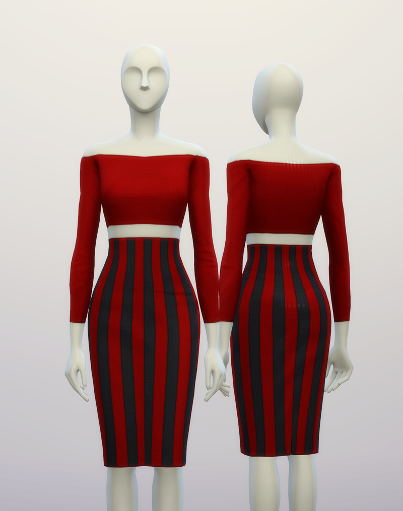 S4_ Basic High Waist H Line Pencil Dress _Stripe Pattern (8 Color ...