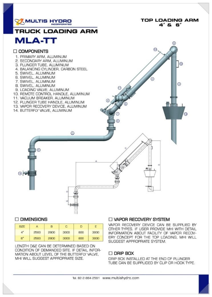 로타리조인트, 메카니칼씰, 스위벨조인트, 로딩암, 세이프락, 멀티스하이드로 - 트럭로딩암 카다로그(Top Loading Arm ...