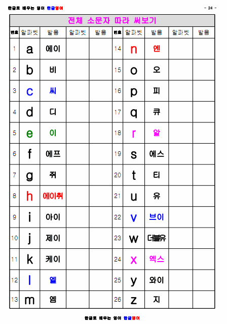 알파벳 대문자 소문자 따라쓰기로 배우기 네이버 블로그
