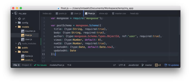 [Node.js 강좌] 게시판 조회수, 게시물 번호 추가 : 네이버 블로그