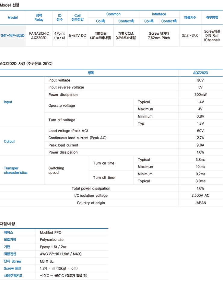 삼원액트 무접점릴레이 터미널 S4T-16P시리즈 : 네이버 블로그