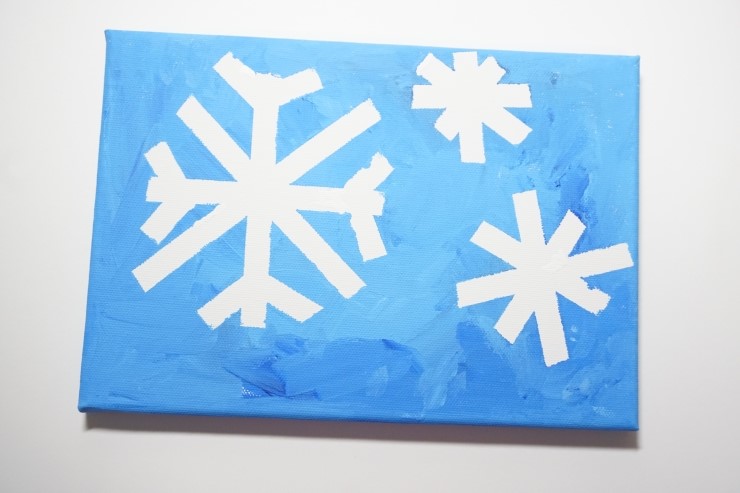눈꽃모양 캔버스 그림 마스킹테이프 아크릴 물감 캔버스 그림 그리기 겨울 미술 놀이 유아 물감 놀이 네이버 블로그