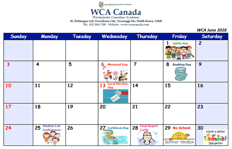 [WCA Canada] 2017-2018 June Schedule : 네이버 블로그