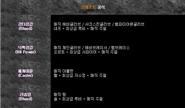 디아블로2 모든 공식 모음 벅큐빙 장비업글 크래프트 주요 룬워드 룬업글공식 룬조합 디아2 룬조합 업글 방어구