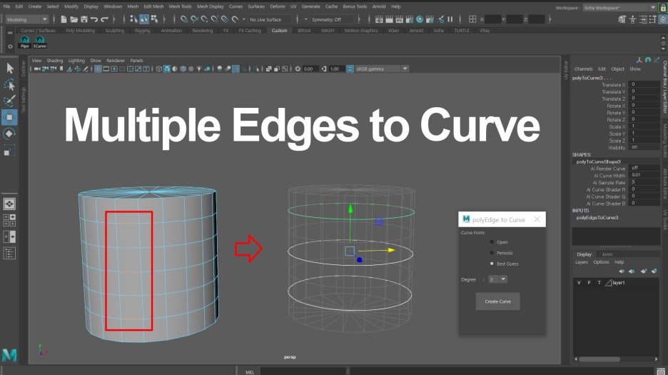 Maya Multiple Convert Edges to Curve Mel 여러 개의 에지를 커브로 만들어 주는 멜 : 네이버 블로그