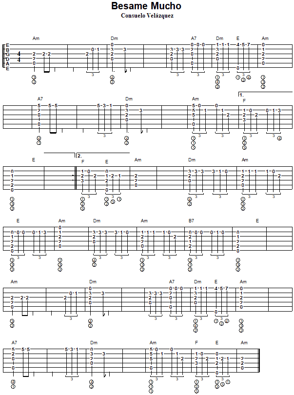 악보[G] Guitar FingerStyle - [tab] Besame Mucho : 네이버 블로그