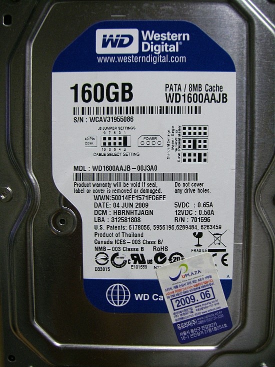 WD1600AAJB-00J3A0 웬디 IDE 160GB 하드디스크 3.5인치 WD(Western Digital) IDE ...