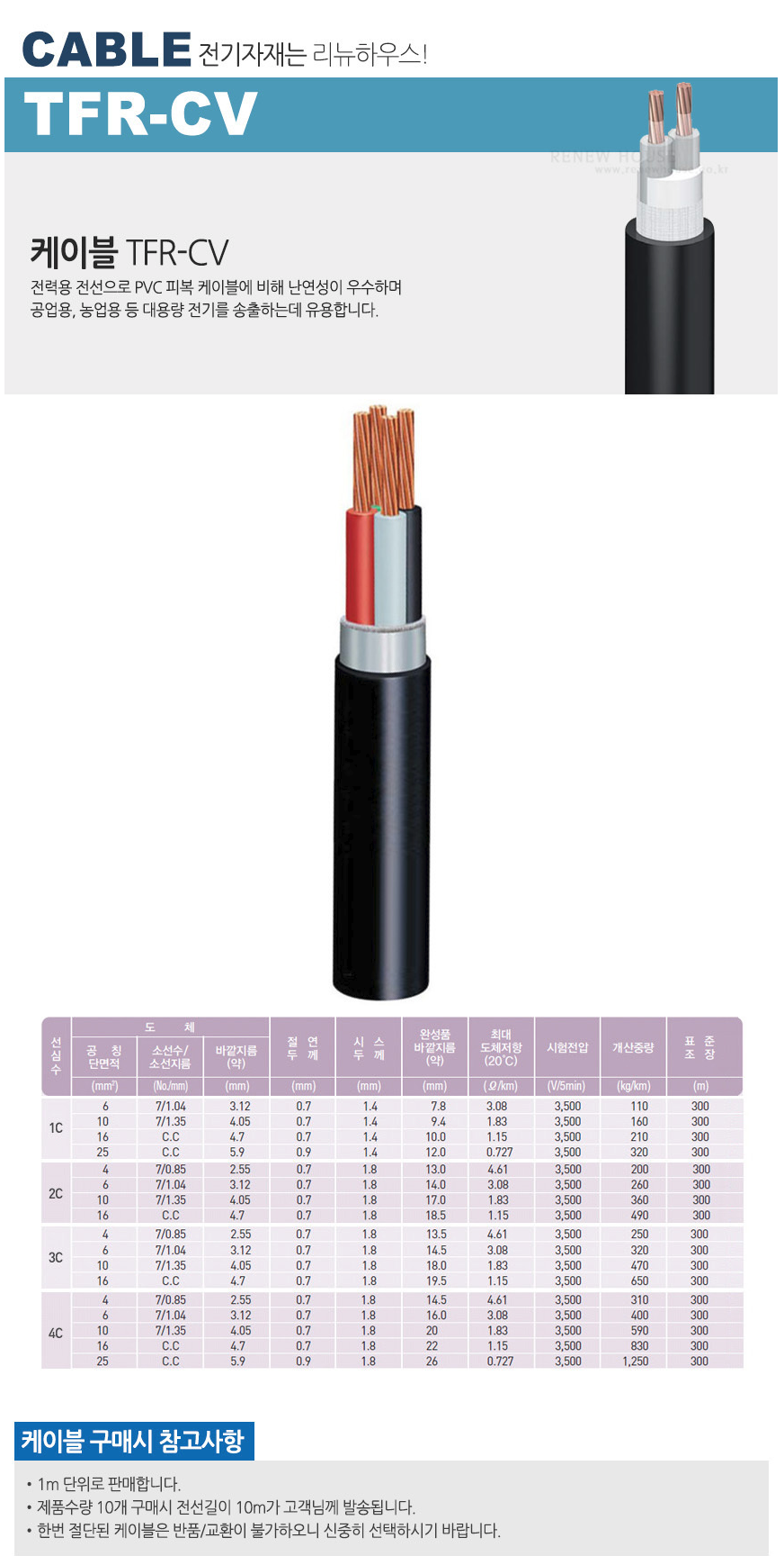 [전선/케이블] TFR-CV 10SQ 1C 2C 3C 4C 1M단위 컷팅판매 : 네이버 블로그