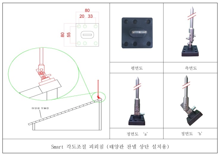 Smart 보조피뢰침피뢰침태양광피로침smart각도조절피뢰침역서지방지접지봉스마트보조피뢰침각도조절피뢰침피뢰침피뢰침