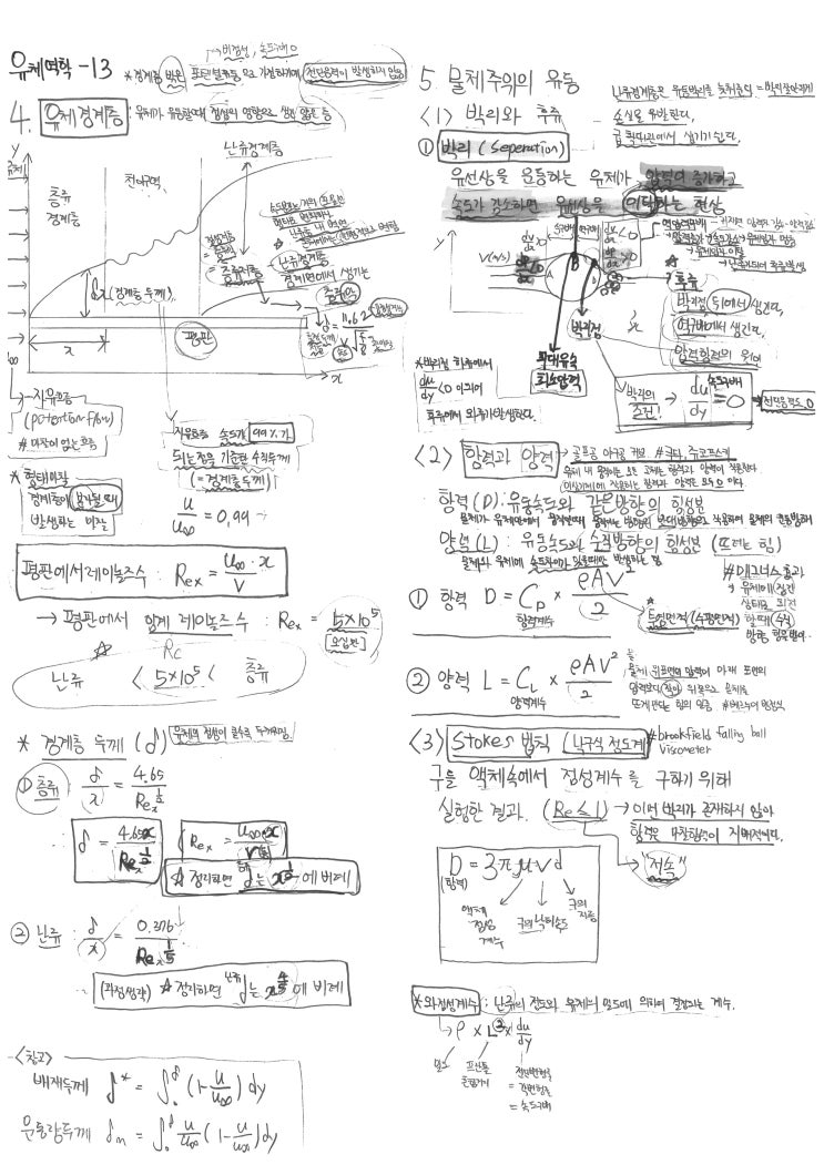 유체역학 - 13 (유체경계층, 박리, 후류) : 네이버 블로그