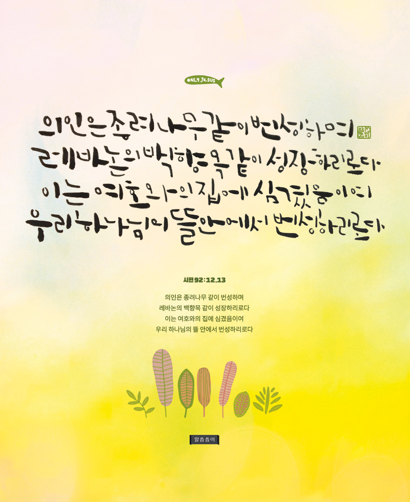 말씀씀이 시편 92편12절13절 의인은 종려나무같이 번성하며 레바논의 백향목 같이 성경말씀 네이버 블로그