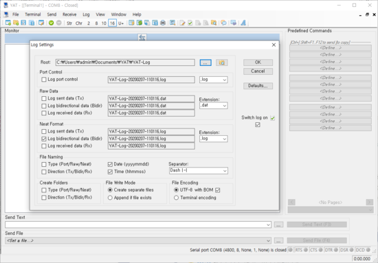 [YAT] Terminal프로그램 /uart test 프로그램 / Serial test 프로그램 / HEX Terminal ...