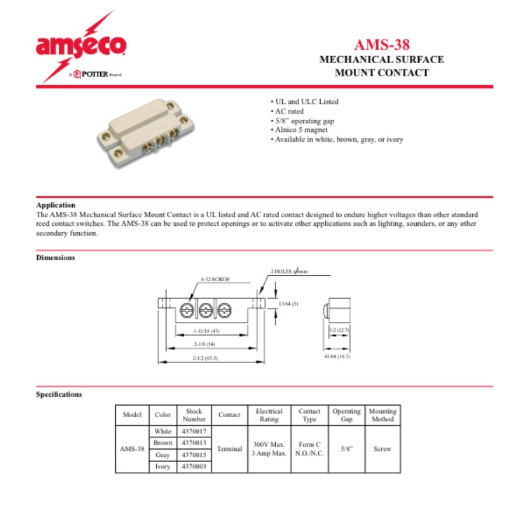 암세코 자석스위치 AMS-38B AMSECO 832T 도어 자석 스위치 판매점 오토센코리아 구로중앙유통단지위치 : 네이버 블로그