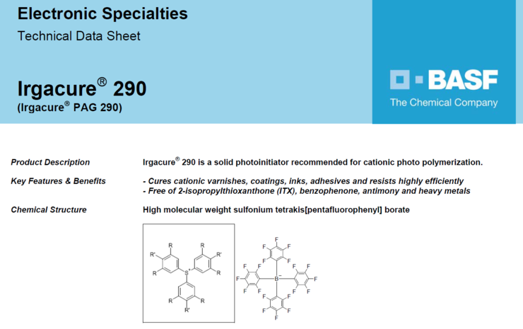 양이온 개시제 - Irgacure 290 : 네이버 블로그