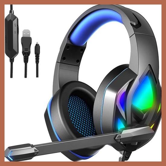 마이크 소프트 메모리 귀마개가있는 용 헤드셋 50mm 드라이버 소음 제거 pc 모바일 게이머, 파란색, 7.09x3.54x8 ...