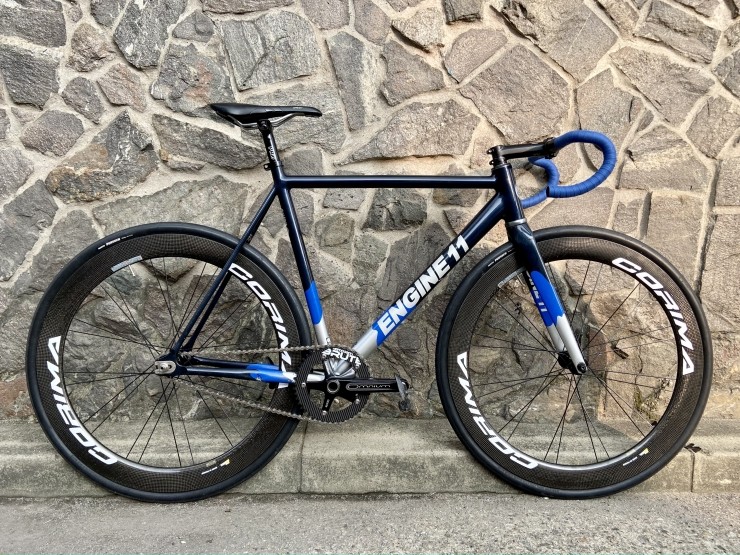 엔진11 크릿디 트랙 오션블루 프레임셋 코리마 WS1 58mm 카본 트랙 휠셋 에어로코치 스램 옴니움 트랙 크랭크셋 시마노 프로 ...