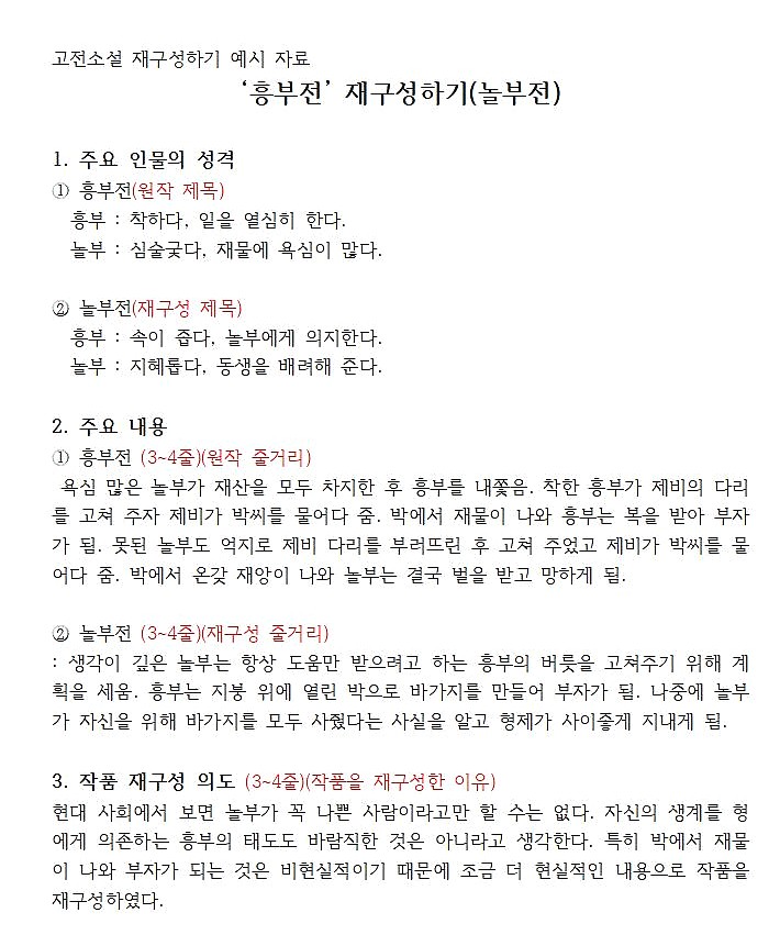 고전소설 재구성하기 한 학기 한 권 읽기독서논술 수행평가 네이버 블로그
