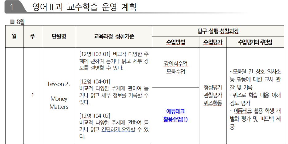 고등학교 2학기 평가계획 세우기 2024학년도 평가계획 양식 영어과 교수학습 평가 운영 계획⛔경기도 교육청 네이버 블로그