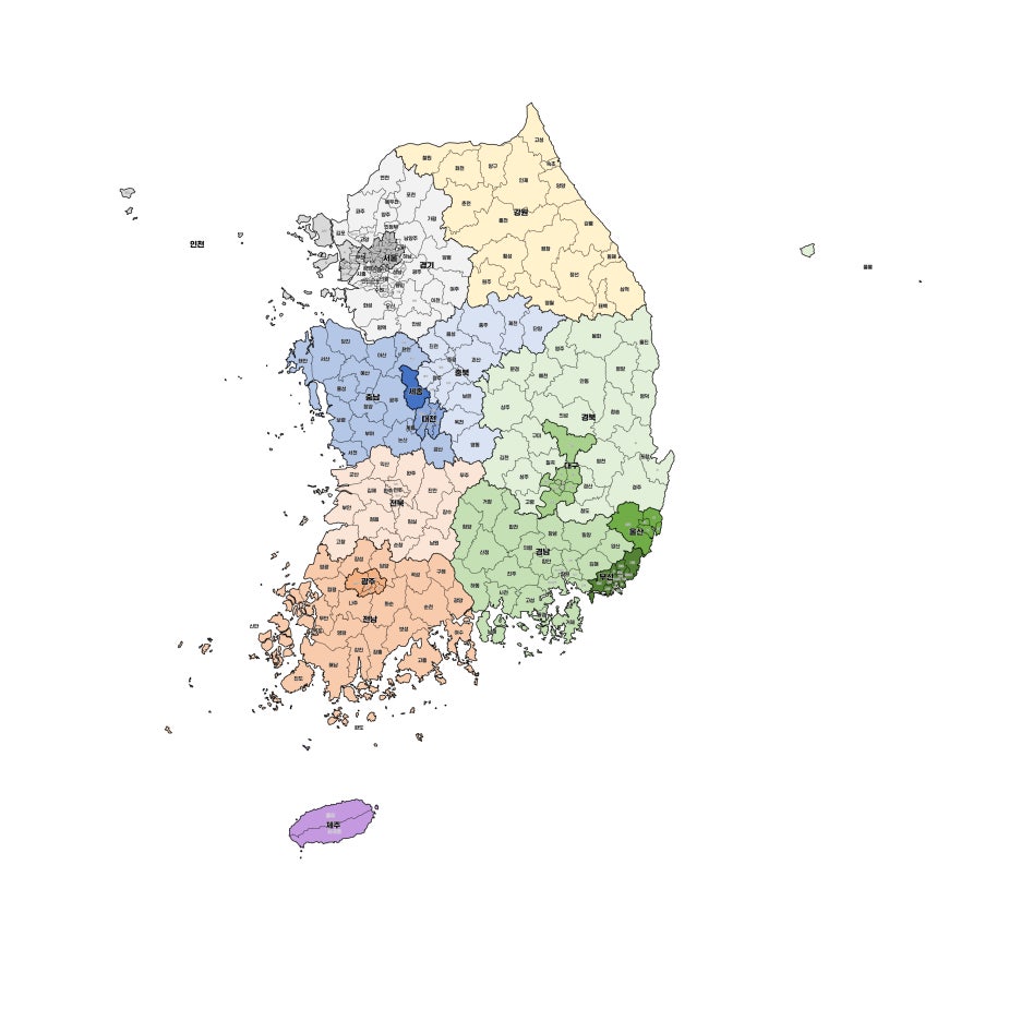 대한민국 행정구역 지도(v.2025) : 네이버 블로그